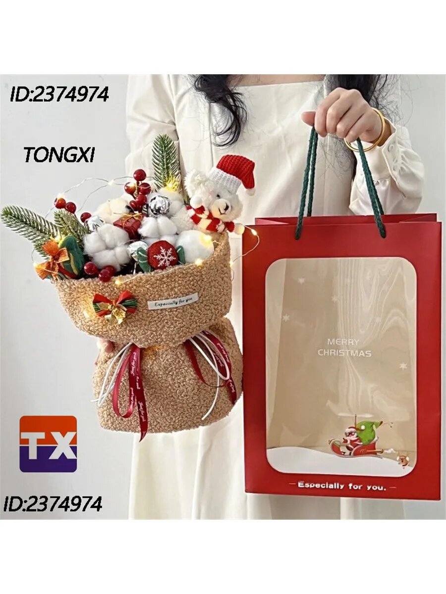 Рождественские подарки плюшевый медведь кукла букет праздничные подарки для девочек подружек милый смысл церемонии дня рождения