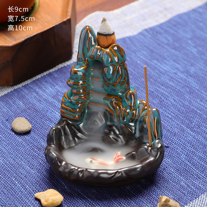 Кадильница с обратным потоком, креативный домашний декор, керамическое изделие, дзен-орнамент, рыбки, сандаловое дерево, орнаментальный кросс-бордер