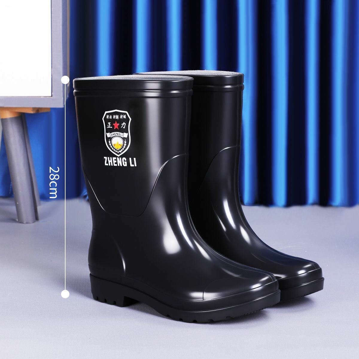 Резиновые сапоги Zhengli PVC с высоким голенищем, мужские дождевые сапоги, средние, износостойкие, из коровьей кожи, для строительных площадок, нескользящие, резиновые сапоги