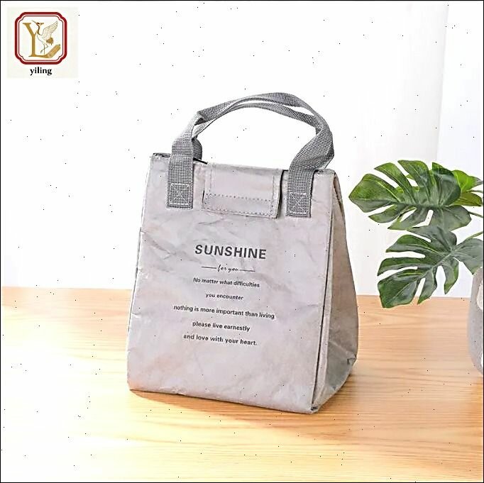 Термосумка для ланч бокса маленькая/ сумка для обеда стильная крафтовая/серый