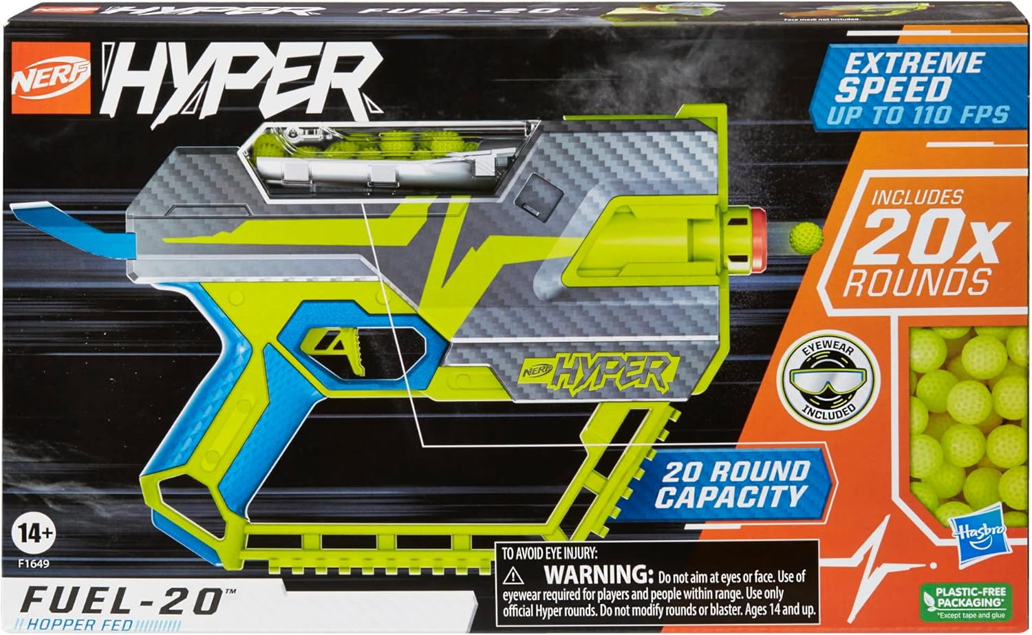 Бластер Nerf "Hyper Fuel-20", с бункером на 20 патронов, с очками