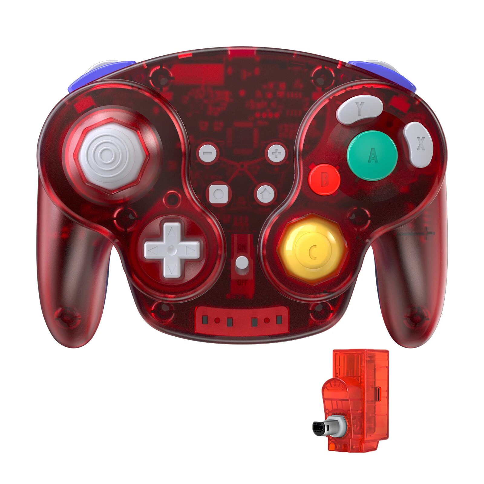 Беспроводной геймпад LUXMO LUXURY MOBILE для Nintendo Gamecube Clear Red Blue