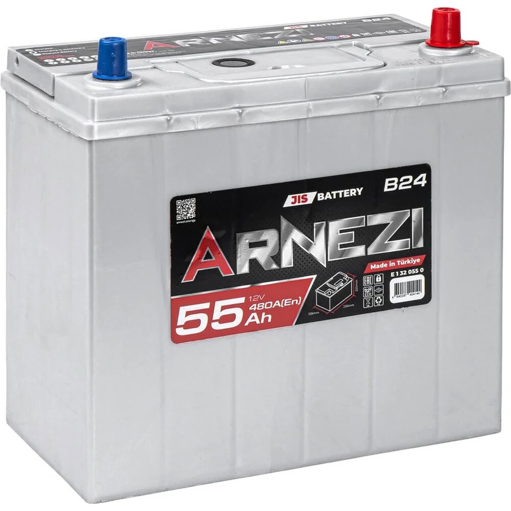 Аккумулятор Arnezi JIS SMF 55 А/ч обратный R+ 236x128x225 B24 EN 480 А E1320550