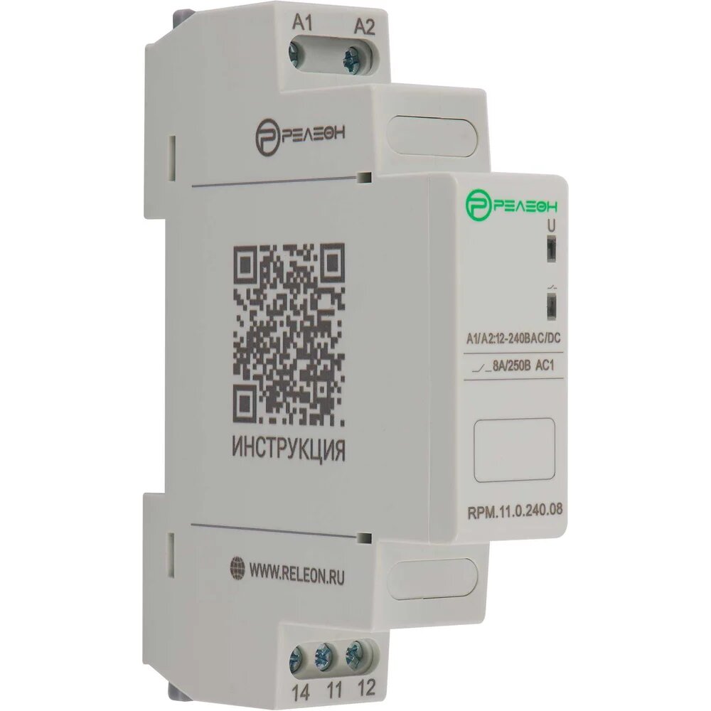 Модульное промежуточное реле релеон 1 переключающий контакт 8А 12-240В AC/DC RPM11024008