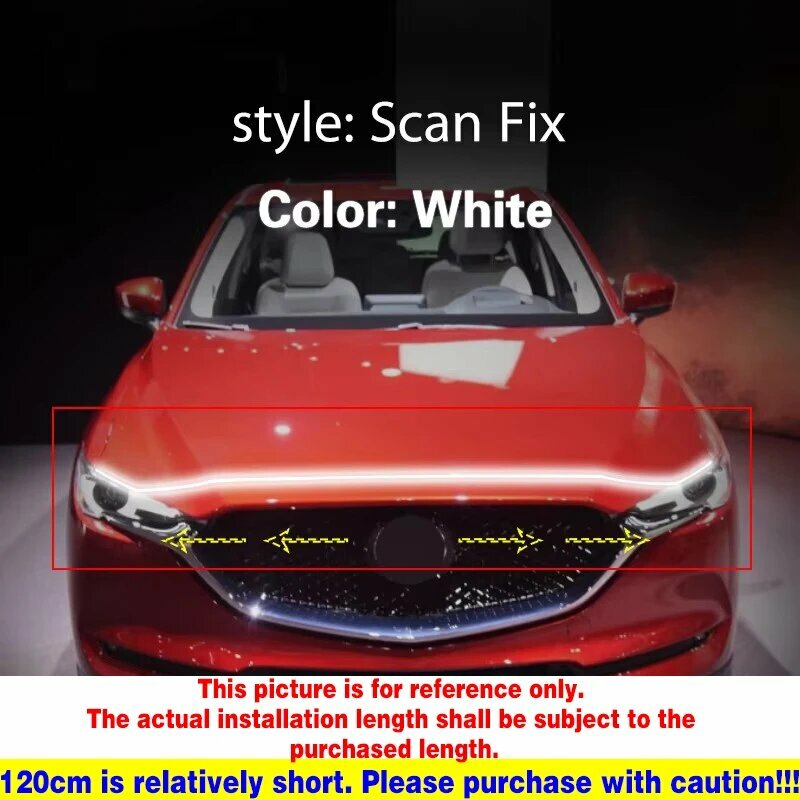 Автомобильный капот, полоса сканирования, запуск новых DRL дневных ходовых огней, авто фары, светодиодные декоративные полосы для Mazda CX-5 2017-2023 White, 150cm