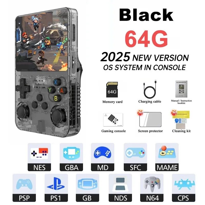 Портативная игровая консоль GSF Mini R36S Black 64g