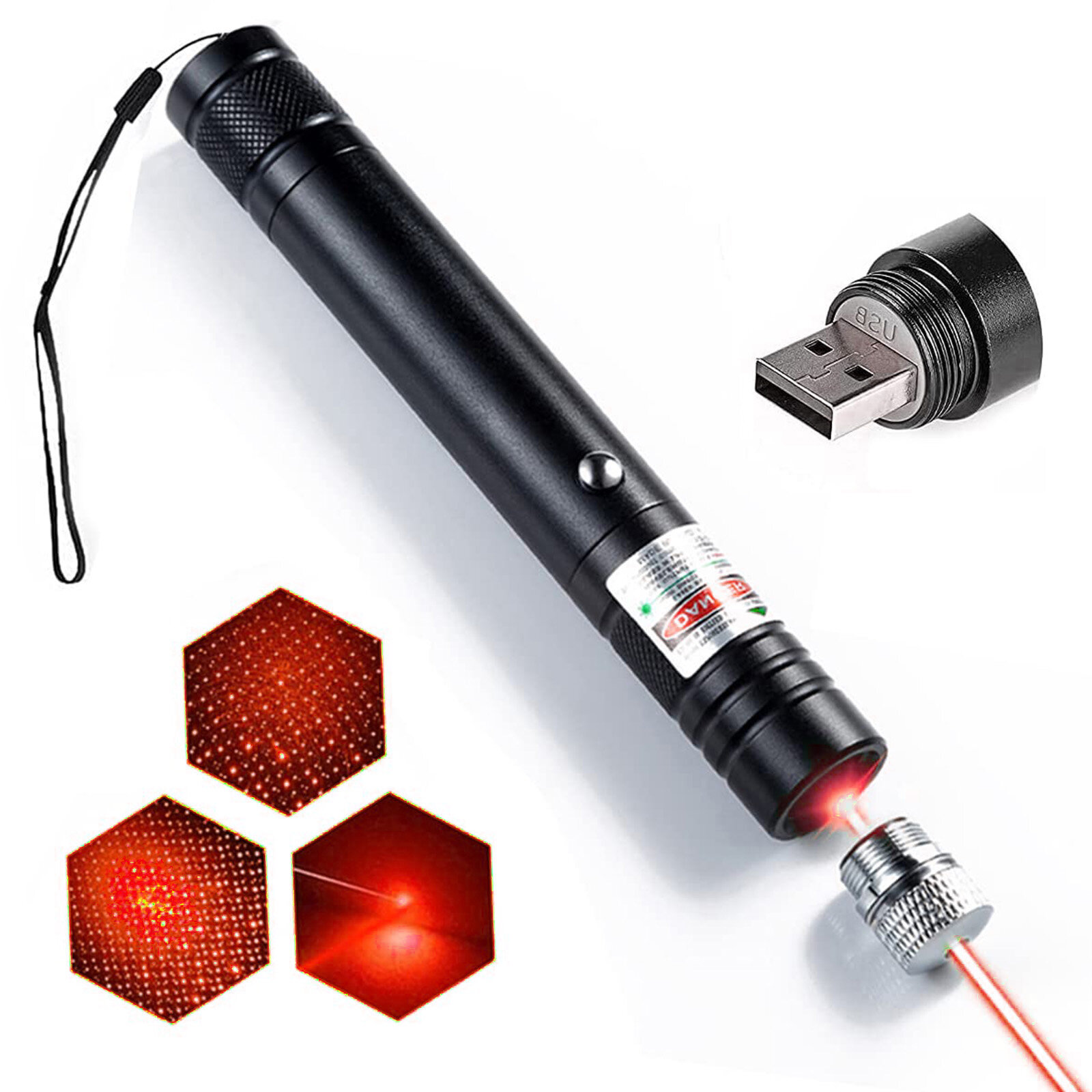 Тактический Фонарик: 55x0.78 Дюймов Алюминиевый Корпус High Power Green Для Дальних Дистанций - Ударопрочная Конструкция Для Походов И Охоты USB Зарядка For Кемпинг И Ночная Работа