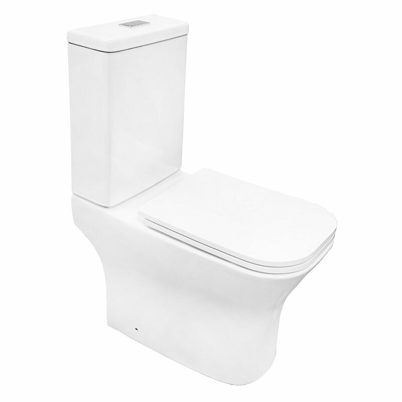Унитаз напольный Azario Milagro AZ-8502 белый, безободковый, с бачком, с крышкой микролифт, слив торнадо