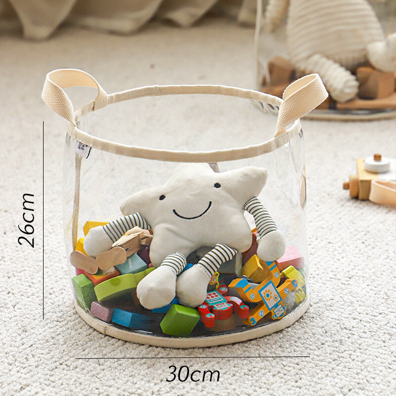 Бочка для хранения мягких игрушек для детей, прозрачная, большой объем, контейнер для хранения кукол и Лего, мешок для хранения (Новая большая бочка 30*26) в стиле Кореи