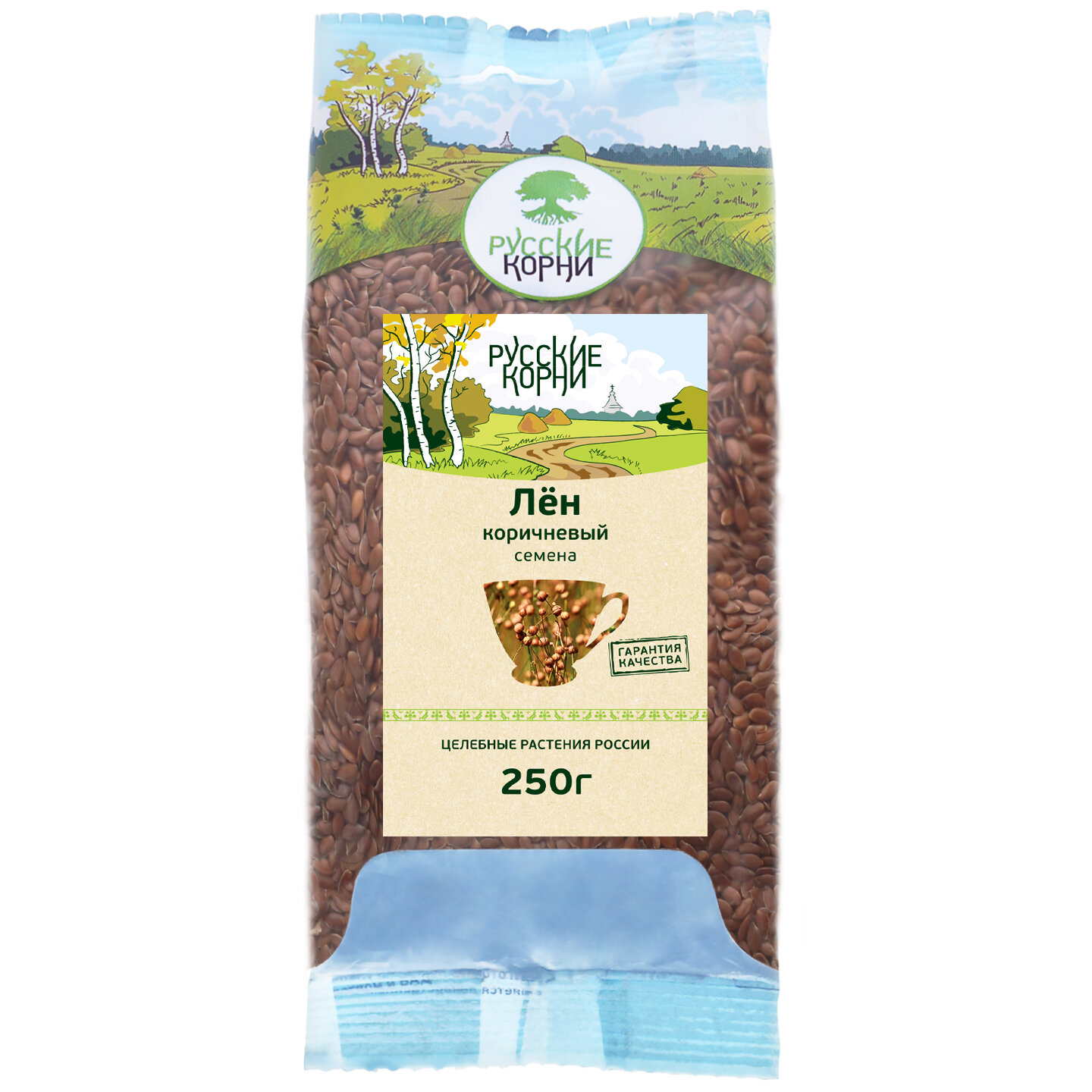 Семена Льна (коричневого) для Похудения, 250 г - "Русские Корни" / для Желудка и Кишечника