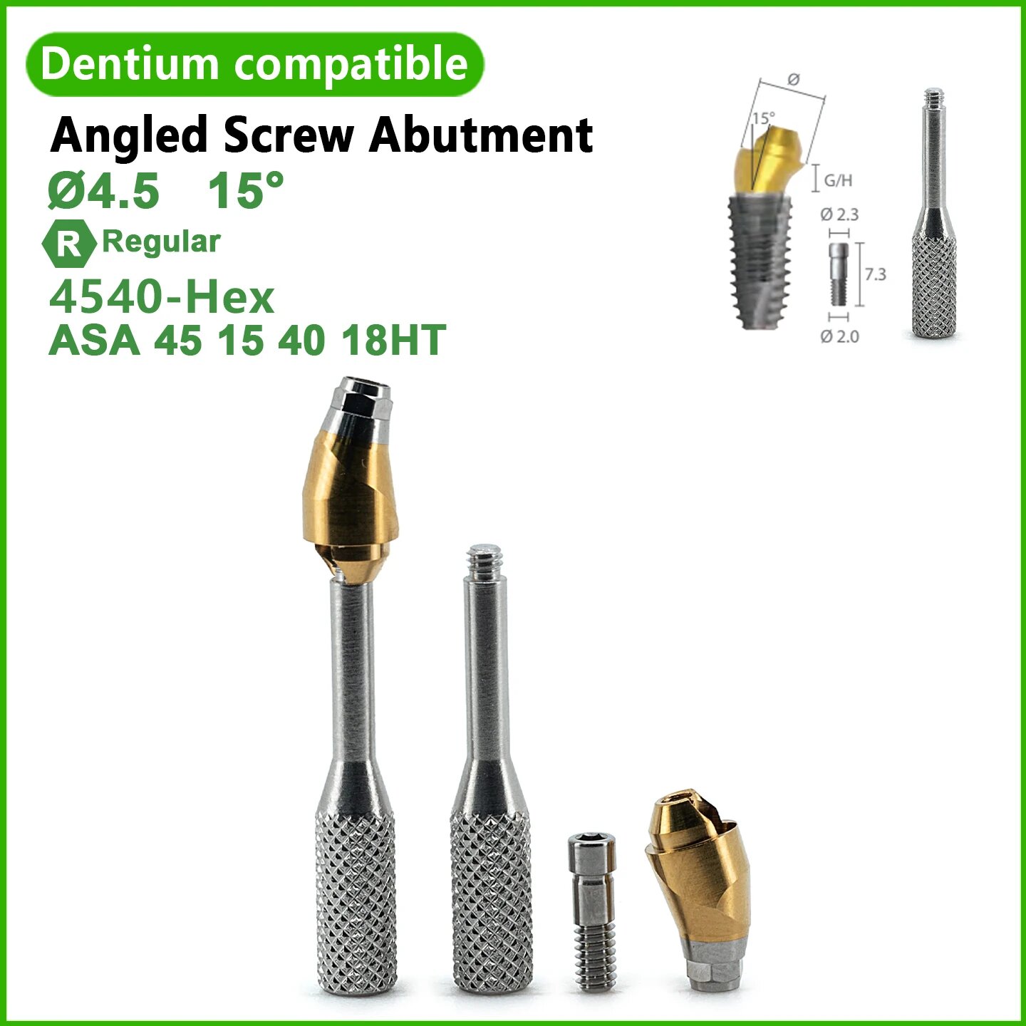 Угловой абатмент Dentium Titanium 15° 30° ASA 45 15 40 18HT
