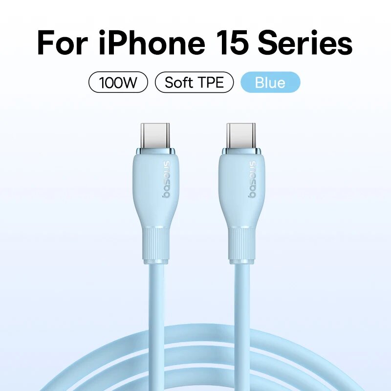 Baseus PD 100 Вт USB C к USB Type C Кабель для Macbook Быстрая зарядка Зарядное устройство Провод Шнур для iPhone 16 15 Type-C Кабель для Xiaomi
