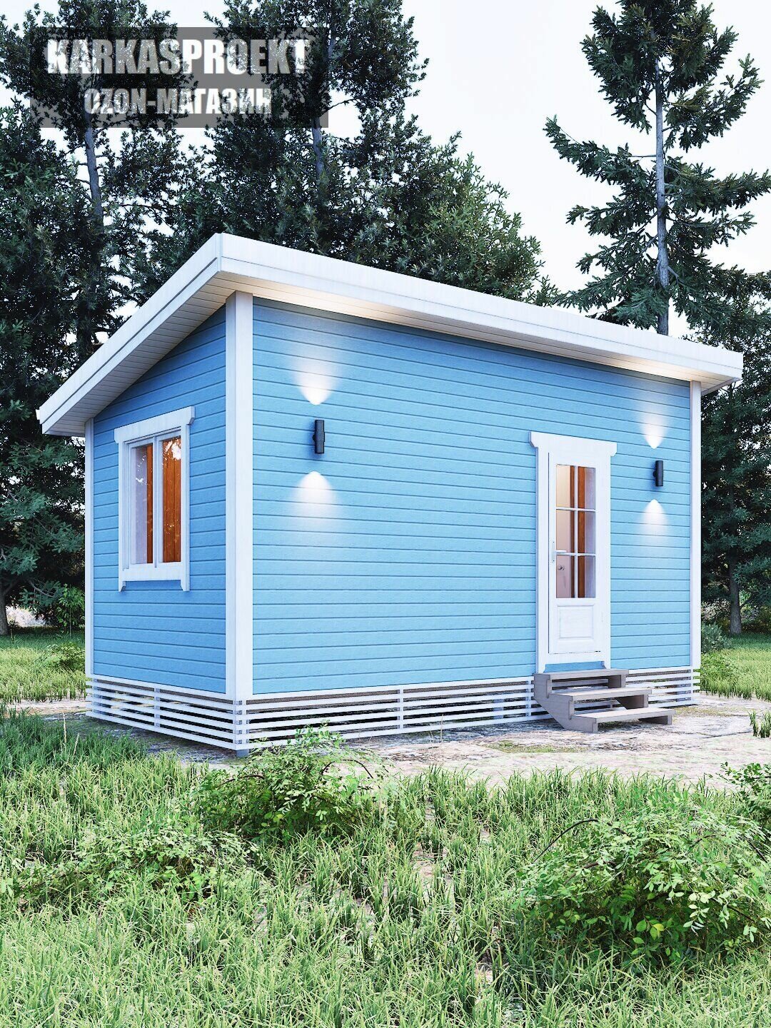 Простая каркасная бытовка 3х6 м. с санузлом. Проект для строительства