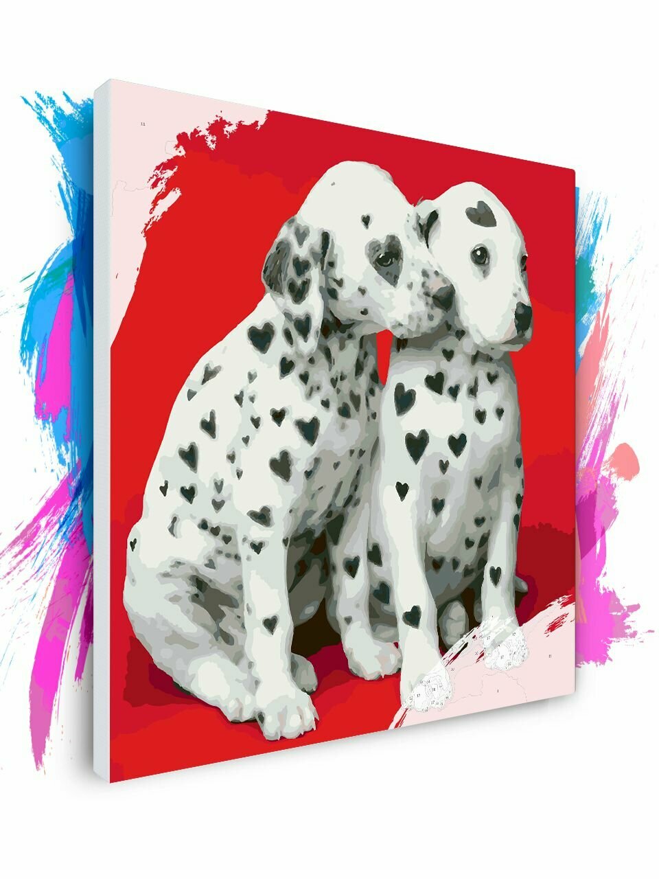 Картина по номерам на холсте Сердечные далматинцы, 70 х 70 см