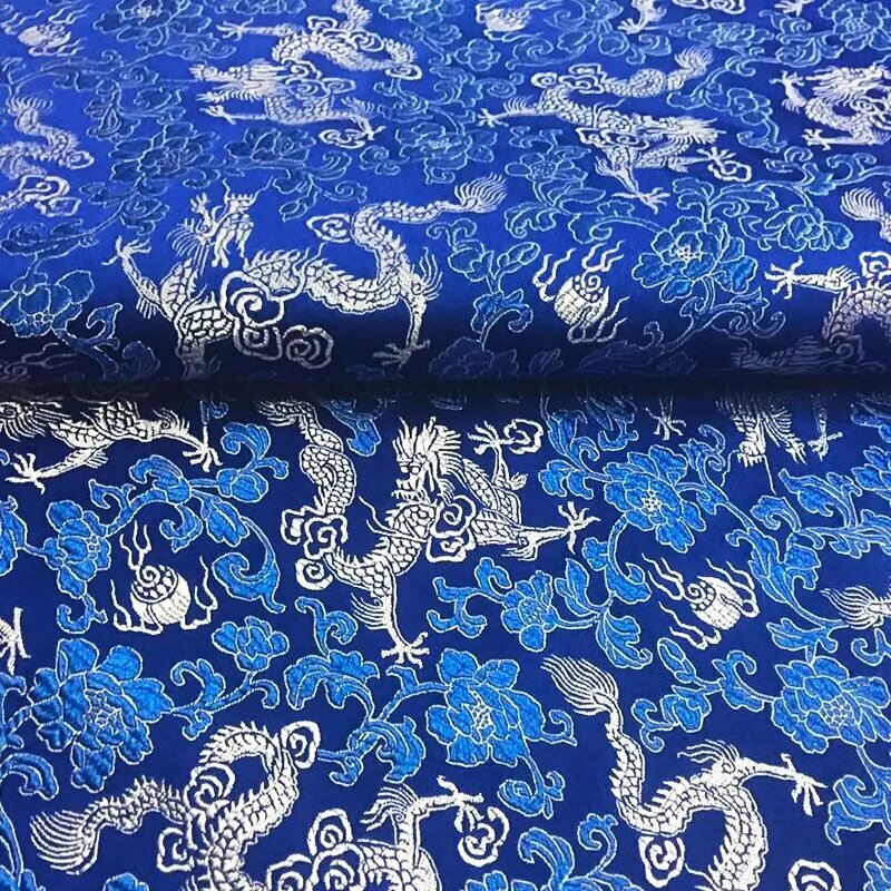 Китайская парча атласная жаккардовая ткань дракон узор Синий, 12