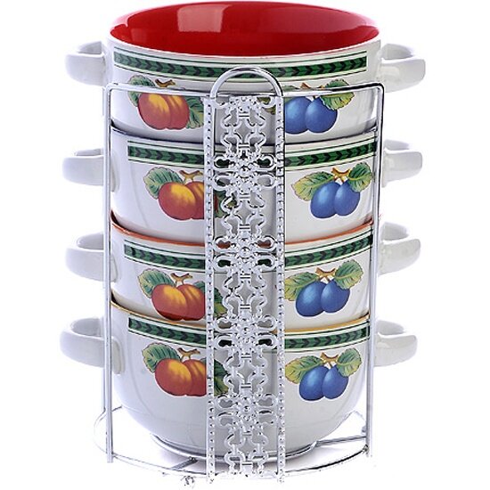 Набор супниц Loraine 540мл 4 предмета на подставке (27152)