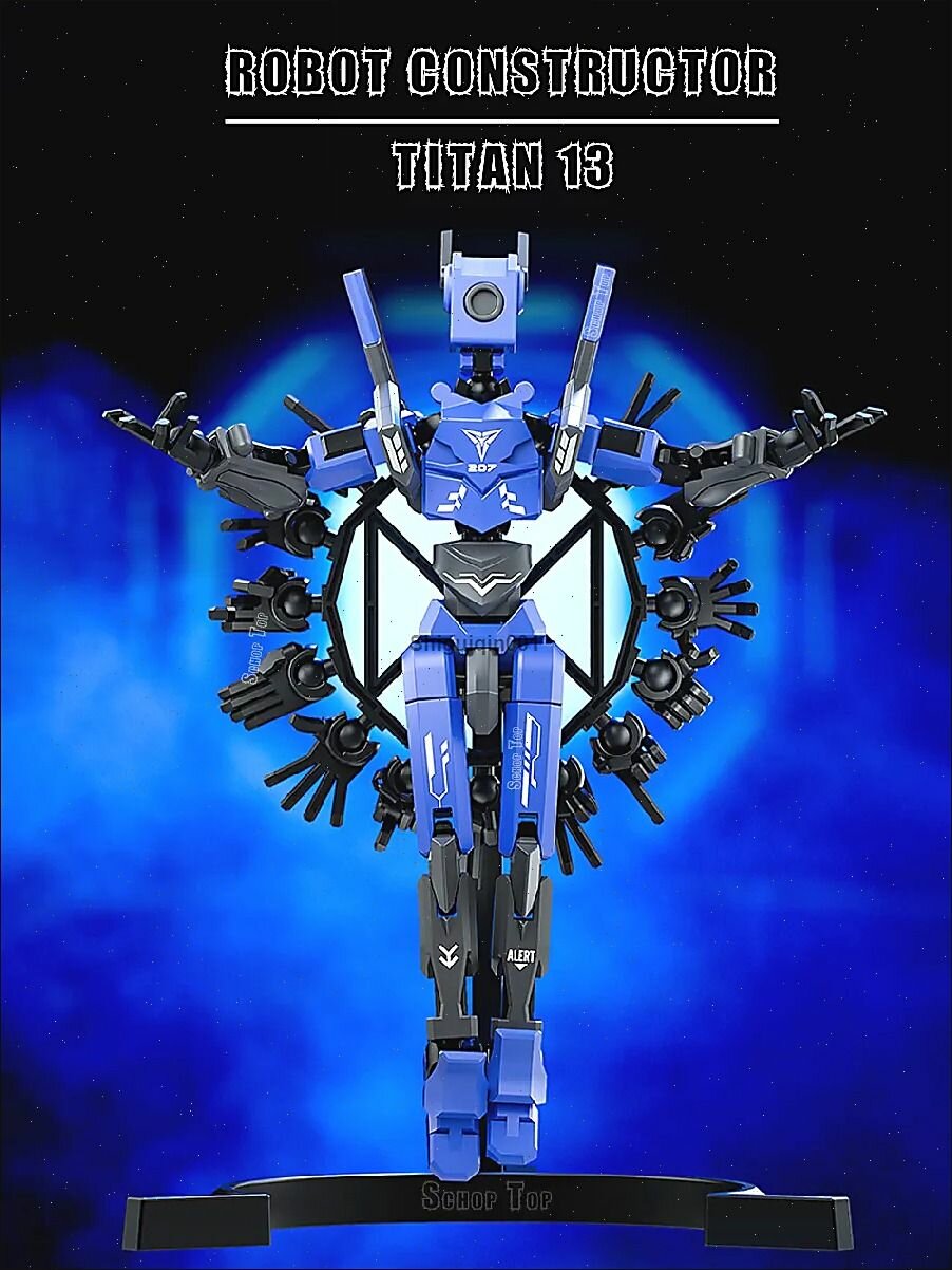 Робот Чаппи синий, Titan 13 Air Bound, многосуставная, подвижная, 3D печать, Lucky Titan13, шарнирный робот.