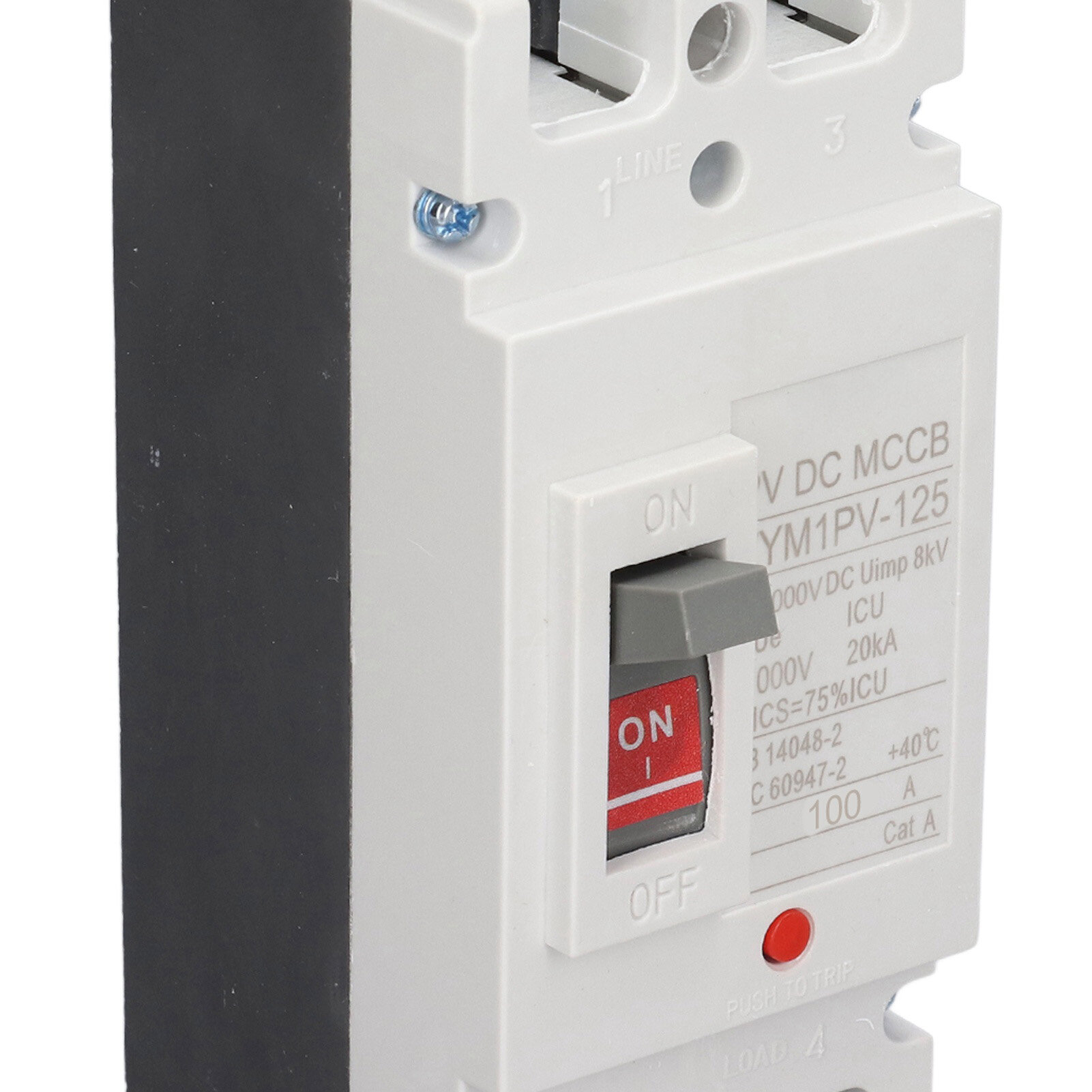 Автоматический выключатель постоянного тока 2P 100A, огнестойкий пластиковый корпус, контактный выключатель из серебряного сплава, защита от короткого замыкания 1000 В