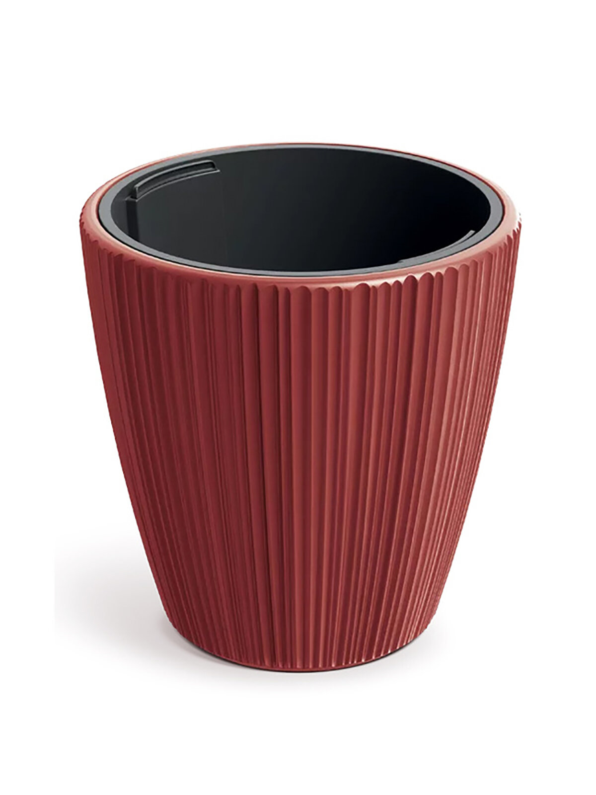 Кашпо для цветов круглое со вставкой Prosperplast ORO, диаметр 29,9 см, высота 30 см, 15 л, красный ретро