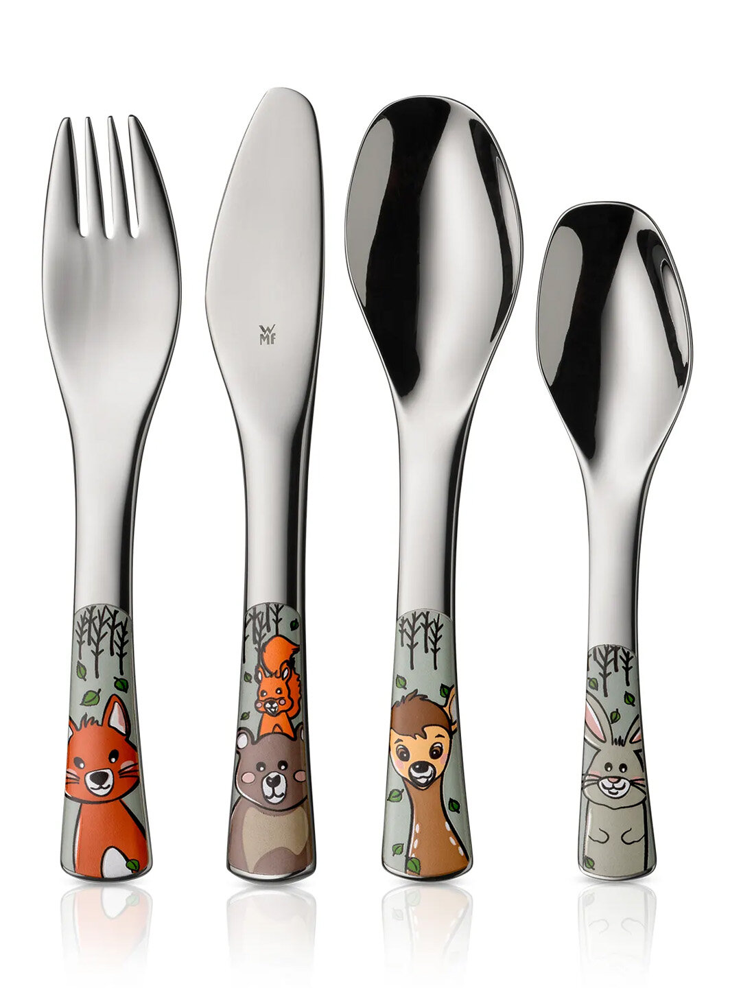 Набор детских столовых приборов WMF Forest Friends, 4 предмета, нержавеющая сталь Cromargan®