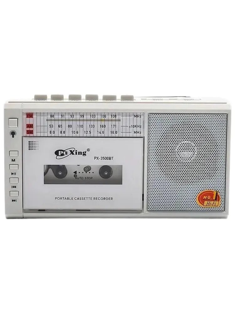 Магнитола PX3500, портативная с кассетой, Bluetooth, FM, AM радио, черный