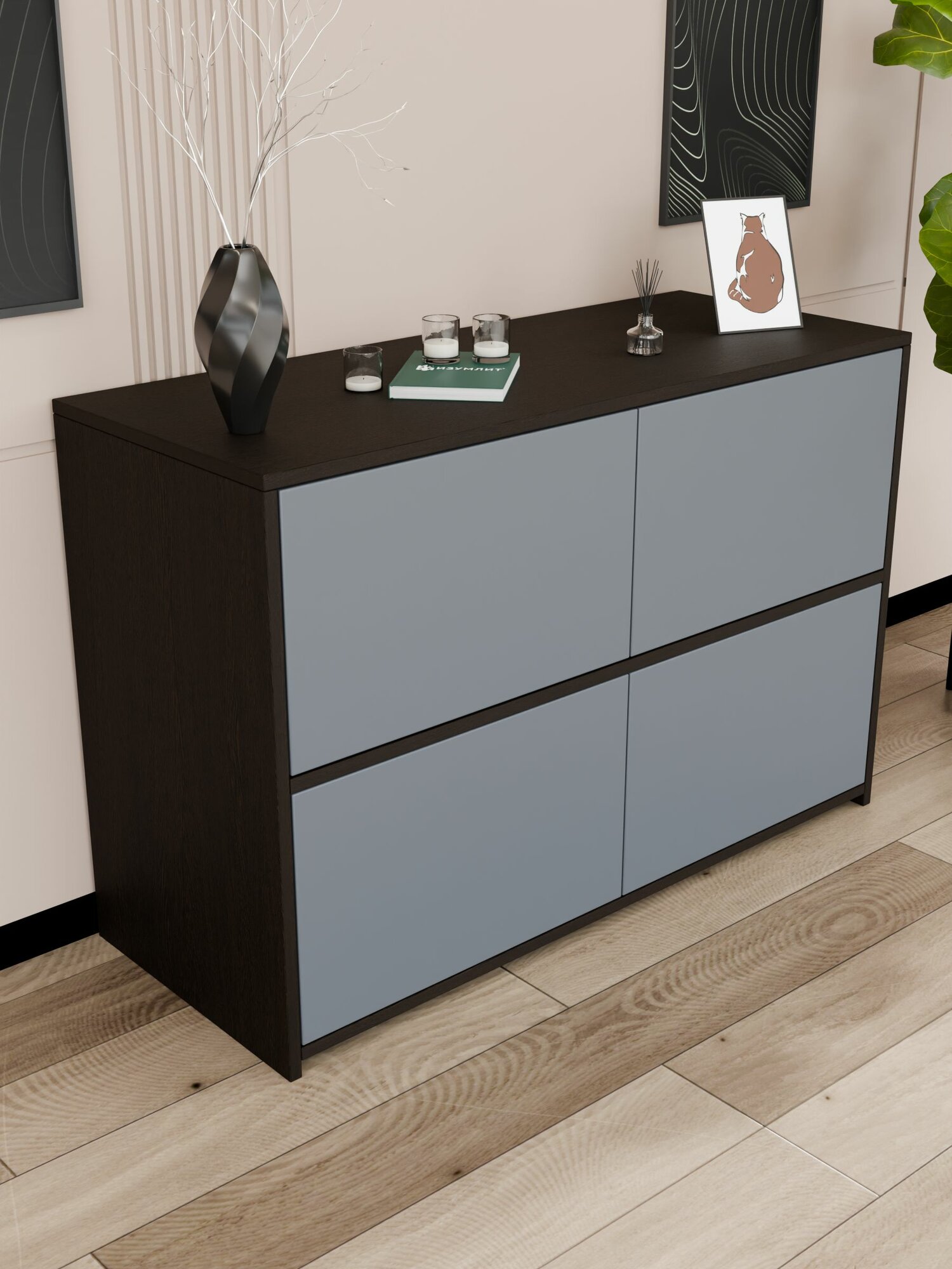 Изумлит Комод для белья и одежды Каллисто 100х66.8х40 см, венге/графит