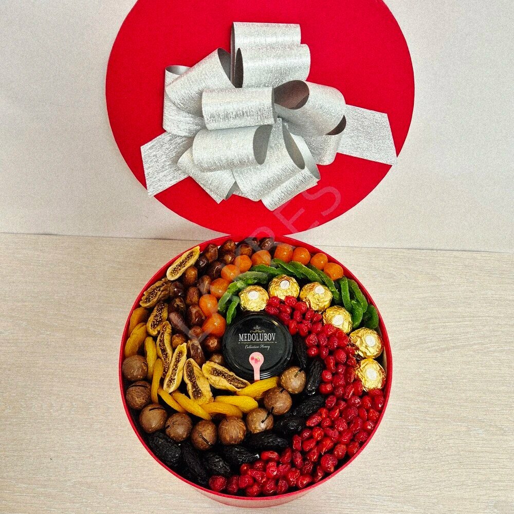 Набор орехов и сухофруктов ассорти LAKRES "В подарок", диаметр 26 см