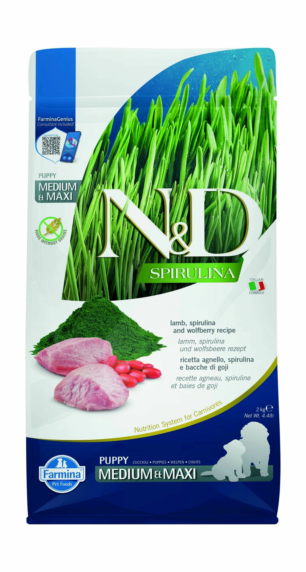 Корм Farmina N&D Ocean, для щенков, ягненок, супер-премиум, 2кг