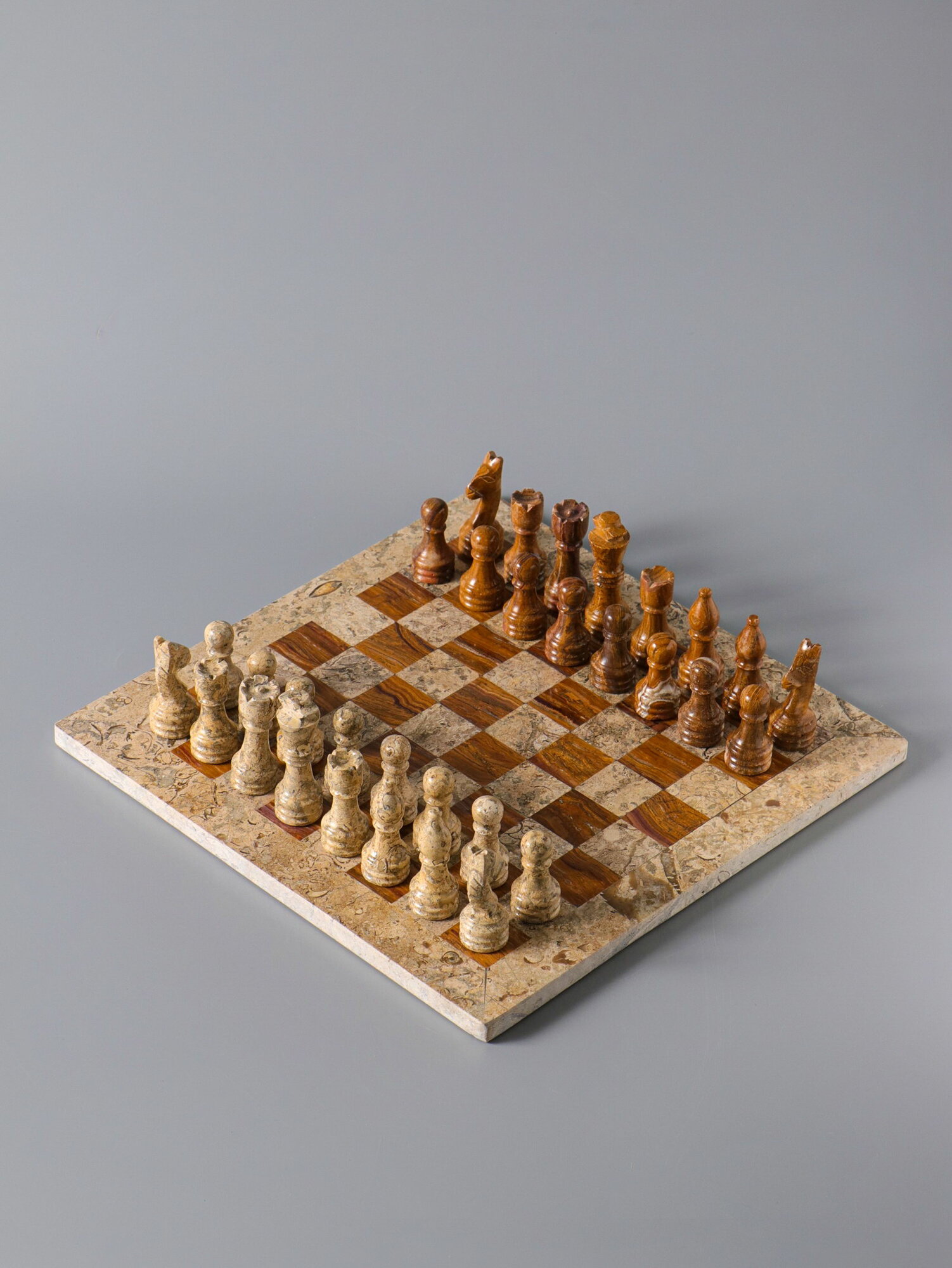 Шахматы настольные "Элит", серый, черный, доска 30.5x30.5 см, оникс