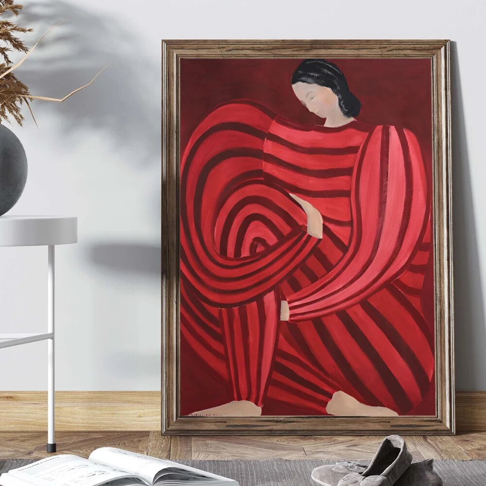 Картина на холсте Abstract Line Geometry Curve от HALFLEMART Красный, CJ52027, 40x60cm no frame
