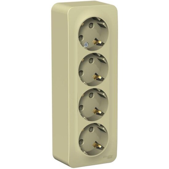 Розетка Systeme Electric (schneider Electric) SCHNEIDER ELECTRIC BLANCA 4-я с заземлением, со шторками изол. ПЛ, 16А, 250В, Бежевый, BLNRA011417