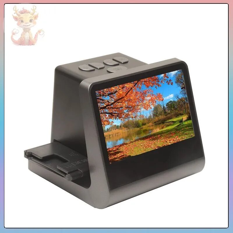 Слайд-сканер для фотопленок и негативов, цветной дисплей, USB, черный, белый — фото 1