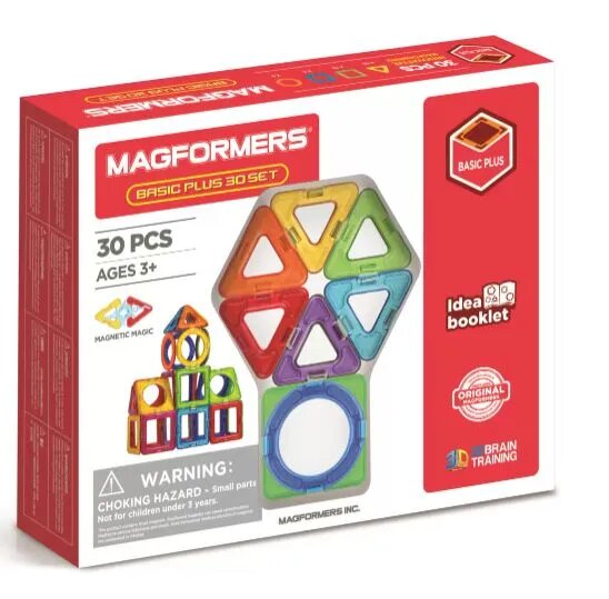 Конструктор Magformers Basic Plus 30 Set - Магнитный конструктор для детей от 3 лет, 30 деталей