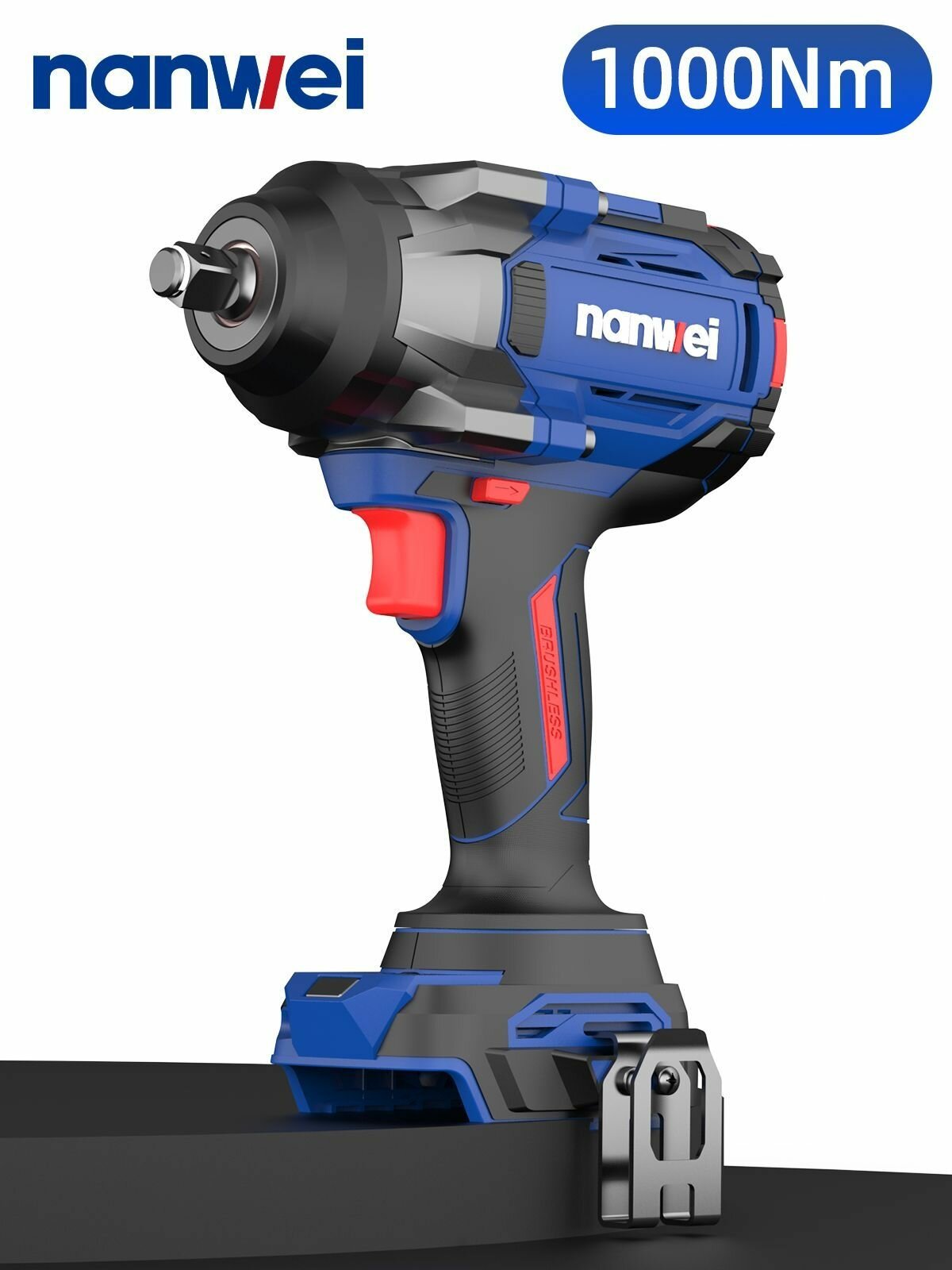 1000N Электрический гайковерт NANWEI размер 1/2, регулируемый крутящий момент 500N/800N/1000N, макс. скорость 2300 об/мин