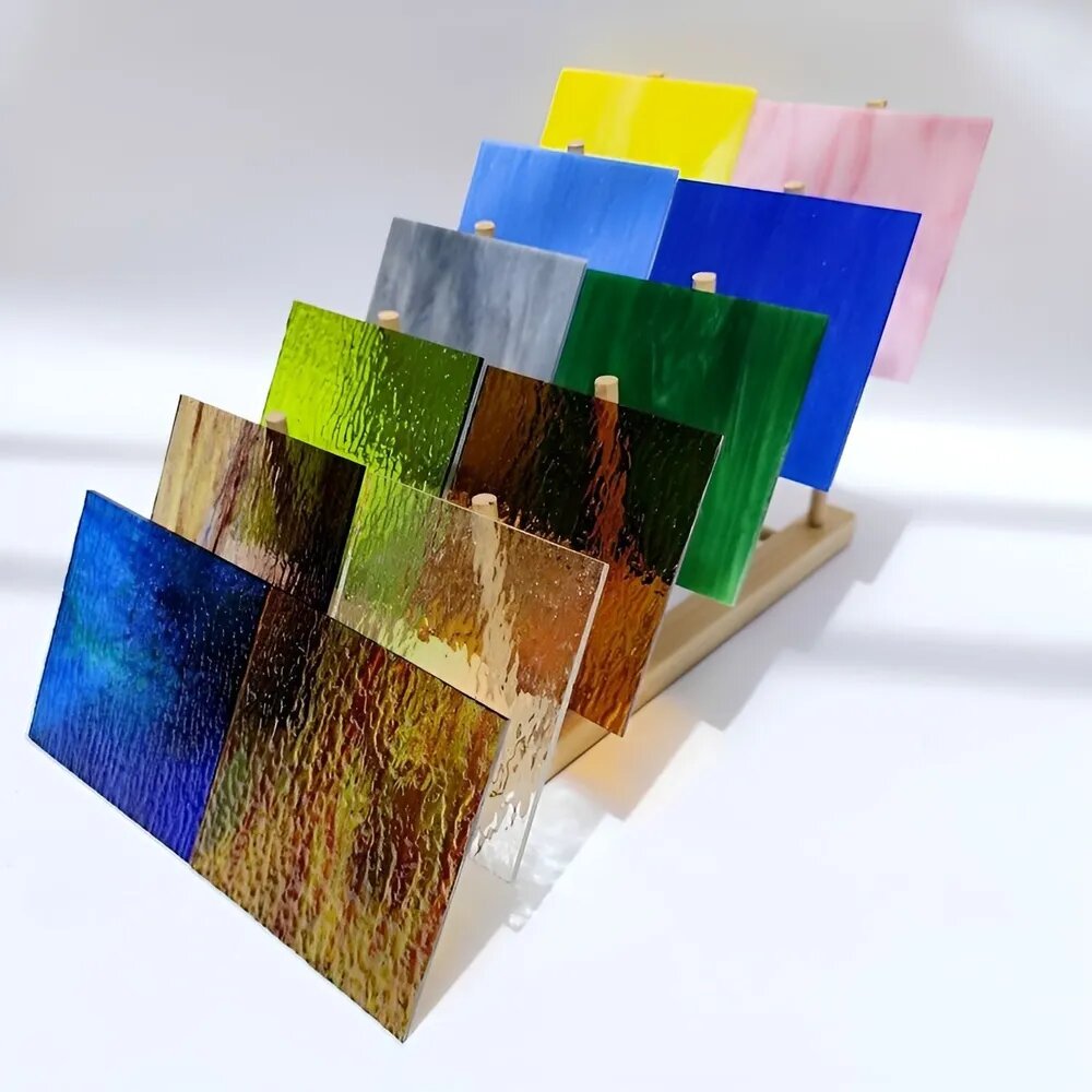 Набор витражного стекла 12 шт 10х10 см для мозаики из стекла