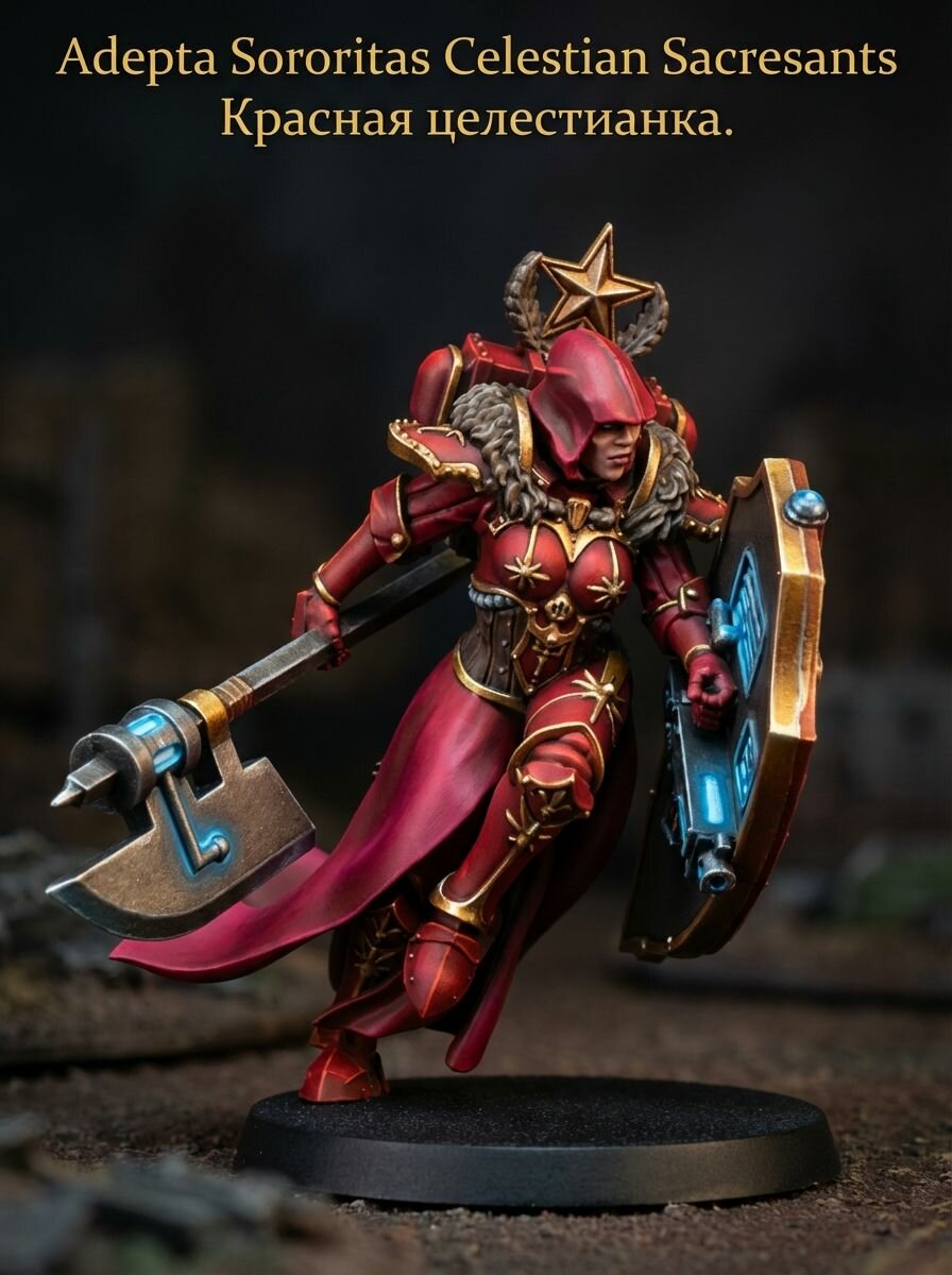 Adepta Sororitas Celestian Sacresants Красная целестианка миниатюра