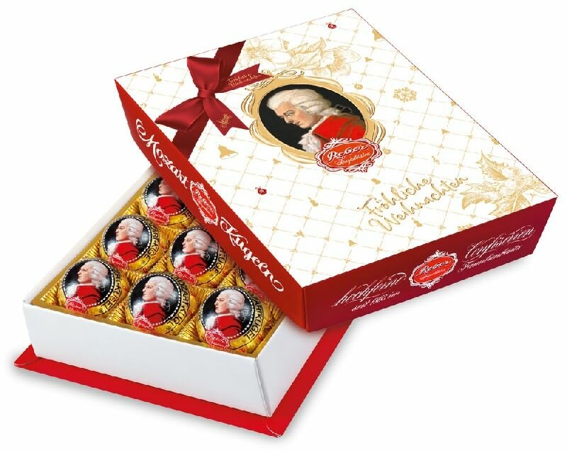 Шоколадные конфеты REBER 356/61 подарочная упаковка с горьким шоколад. и новогодней открыткой НГ /картон/ 240г