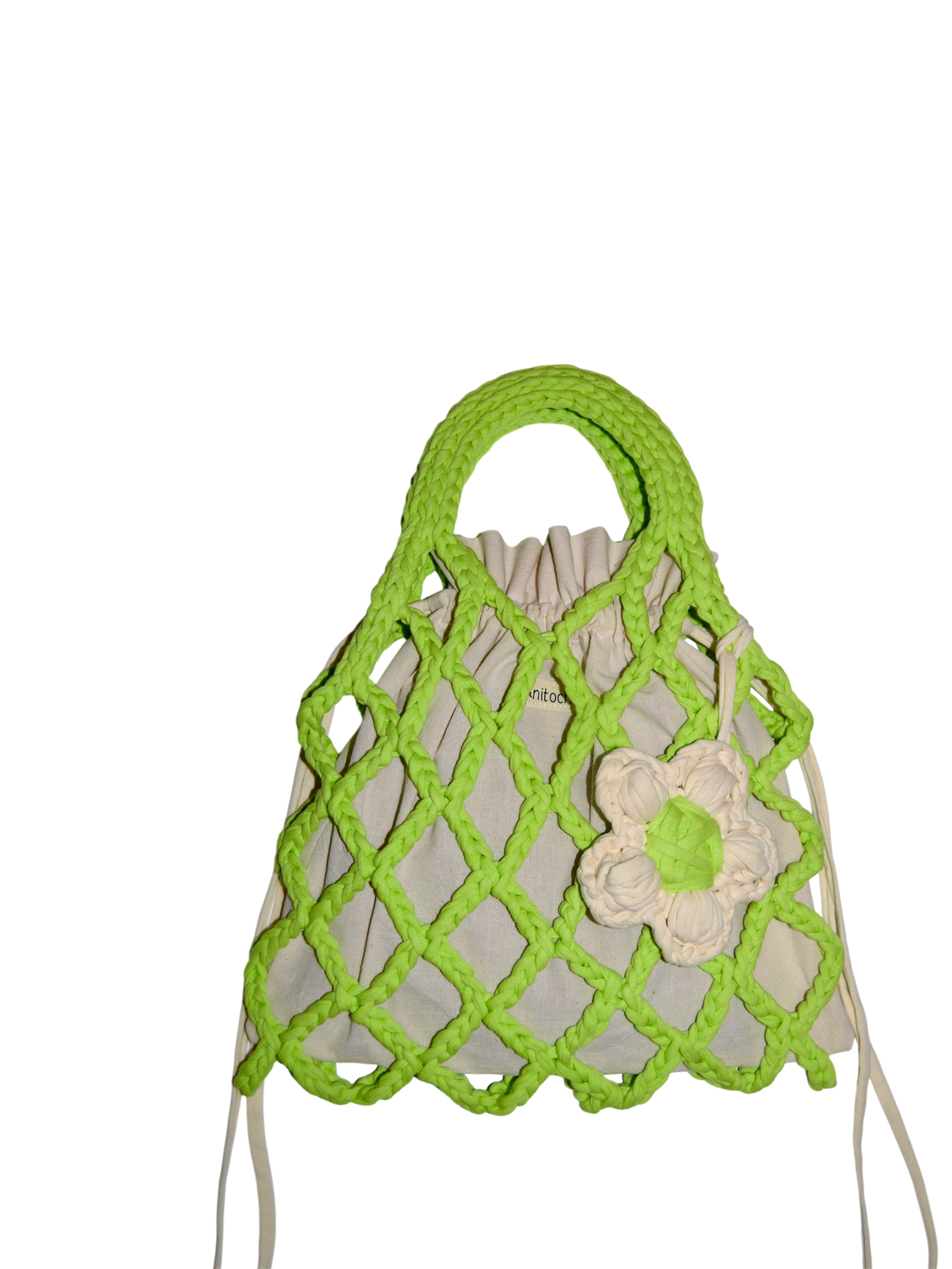 Сумка авоська  с брелком-цветком, anitochka.shop, салатовая