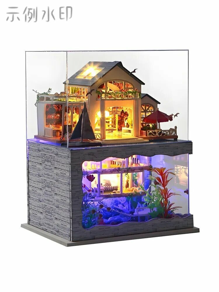 DIY набор Импрессия: Гавайи, Плавающий домик с LED-подсветкой и акриловым куполом , Подарок, декор, творчество