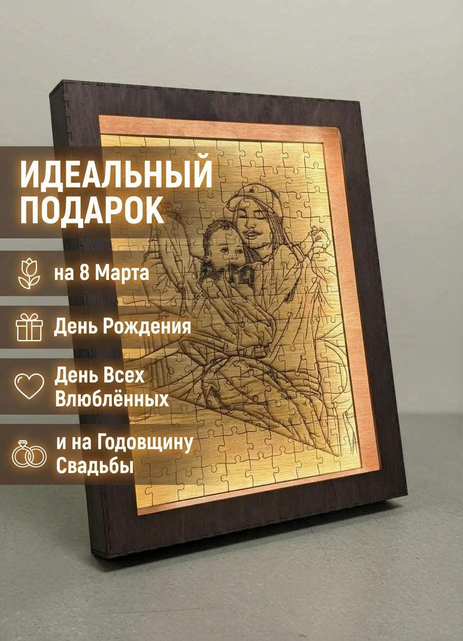 Картина – пазл с индивидуальной гравировкой, картина подарок 30/40, подарок на день рождения