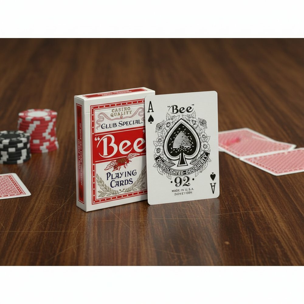 Карты игральные пластиковые "Bee Standard Index Red" 62287 Bee