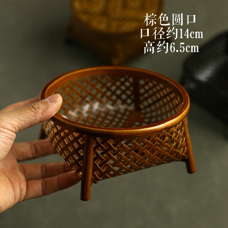 Винтажная фруктовая корзина, бамбуковая подставка для чая и закусок, маленькая фруктовая корзина, маленькая бамбуковая корзина для конфет и выпечки, плетеная вручную бамбуковая корзина с крышкой, коробка для закусок.