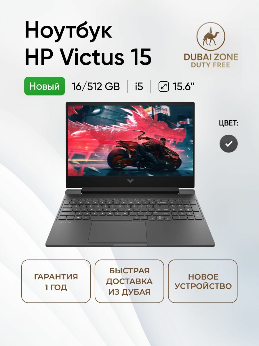 Ноутбук HP Victus 15-fa2082wm Core i5-13420H 16/512 RTX 4050 Mica Silver (B5EAQ3UA)