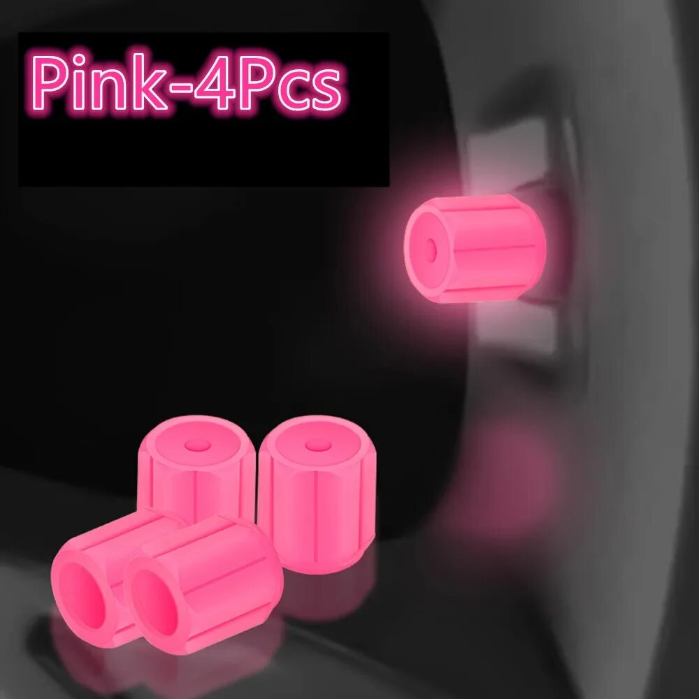 Светящиеся колпачки для клапанов шин, Стайлинг автомобиля, универсальные флуоресцентные 4pcs pink