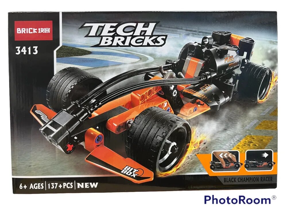 Конструктор пластиковый BRICK 3413 Tech Bricks Black Champion Racer, 137+ деталей, для мальчиков