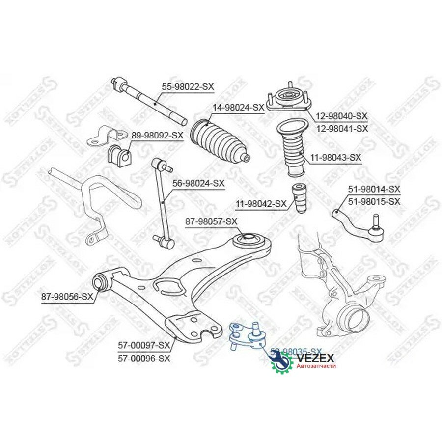 STELLOX 5298035SX опора шаровая!\ Toyota Corolla CDE120 01>