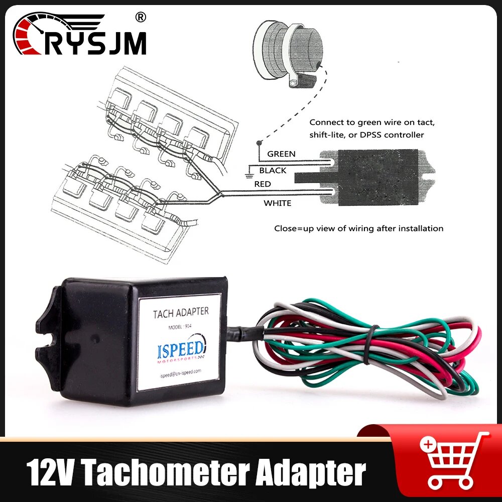 Адаптер тахометра 12 В для идентификации положительного провода катушки зажигания, преобразование в выход сигнала 12 В, адаптер сигнала оборотов в минуту