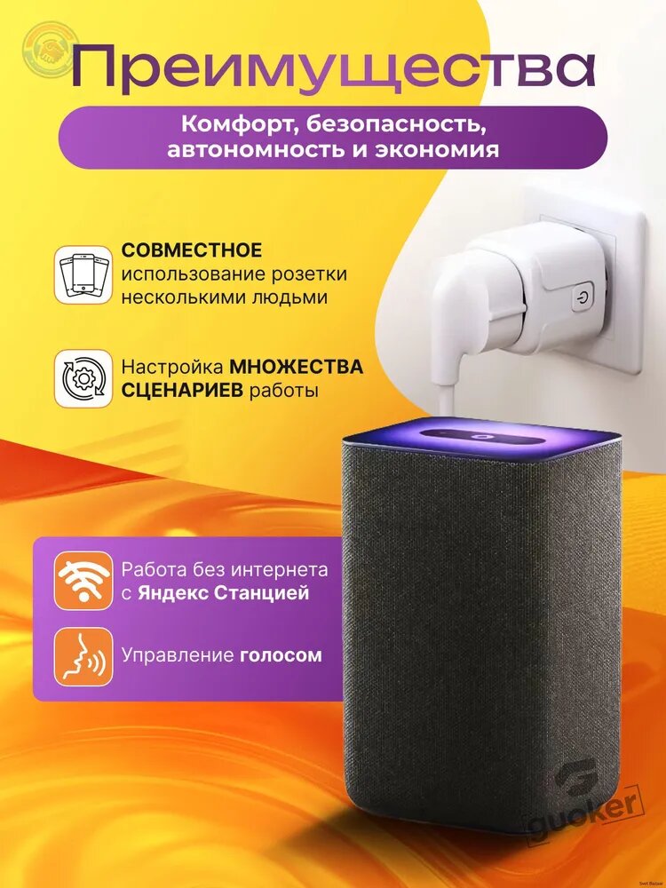 Розетка Свет Базар Умная розетка 16А Wi-Fi 2.4 ГГц, Matter, Google Assistant, Amazon Alexa, Apple HomeKit — фото 1