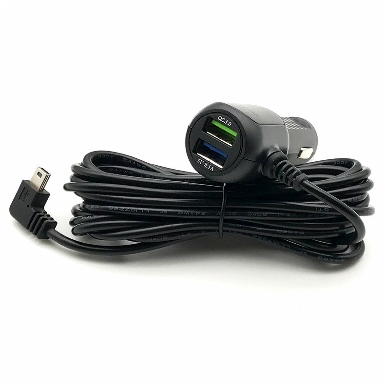 Универсальный угловой кабель MyPads Mini-USB с двухпортовым USB зарядным устройством и QC 3.0