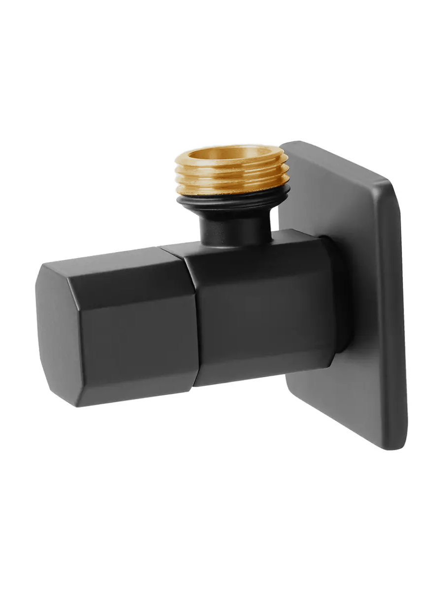Кран запорный ViEiR VER36-C, угловой, с отражателем, латунь, черный, 1/2 дюйма